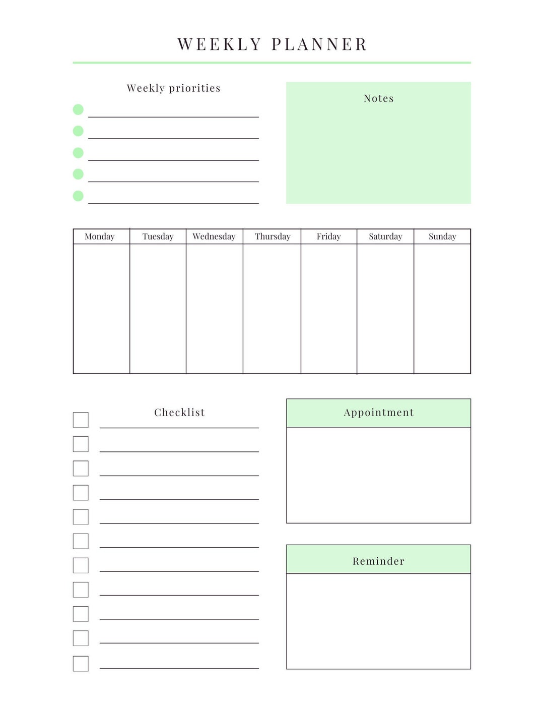 Minimalist Planner Mint Green - Etsy