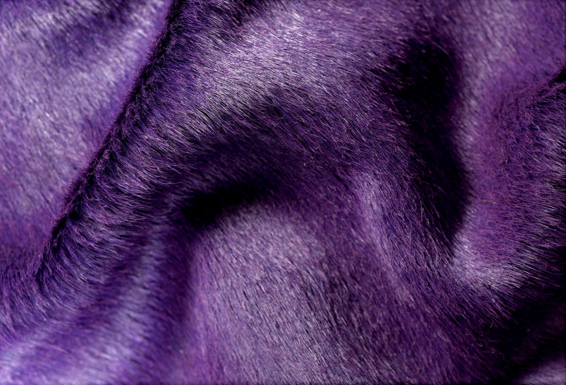 Deep Purple Cowhide Rug Hair on Genuine Leather Skin Soft Fuzzy - Etsy