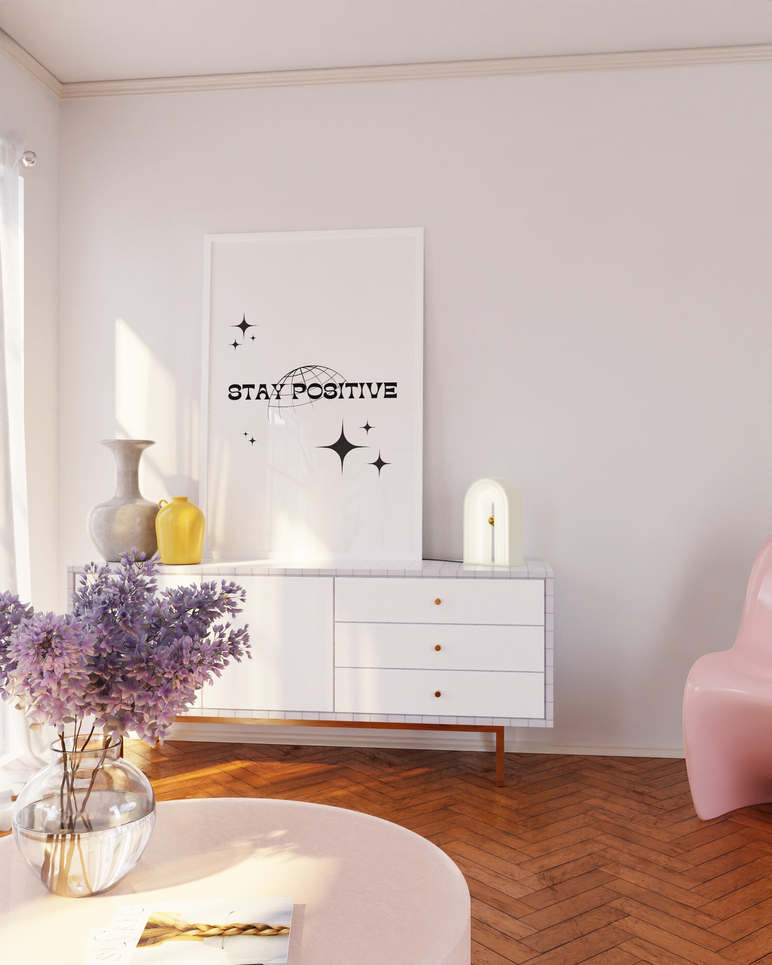 Aesthetic Poster Set of 3, Stay Positive Art, Positive Energy, Wall Art ...