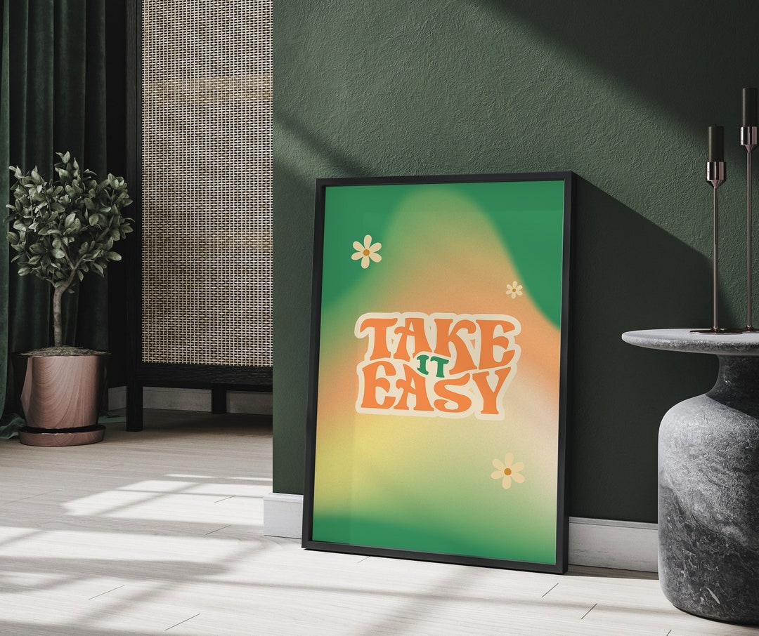 Take It Easy, Retro Poster, Aura Poster Retro Gradient, Affirmations ...