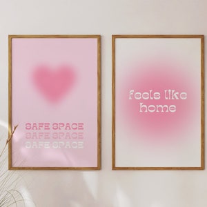Soft Pink Positive Poster Set of 2, Printable Wall Art Aura, Trendy ...
