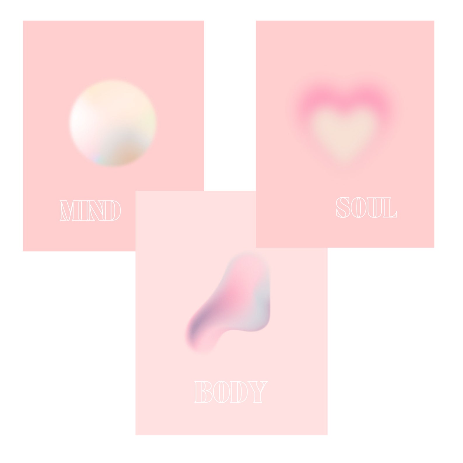 Mind Body Soul Aura Poster SET OF 3, Pastel Poster, Gradient Art Print ...