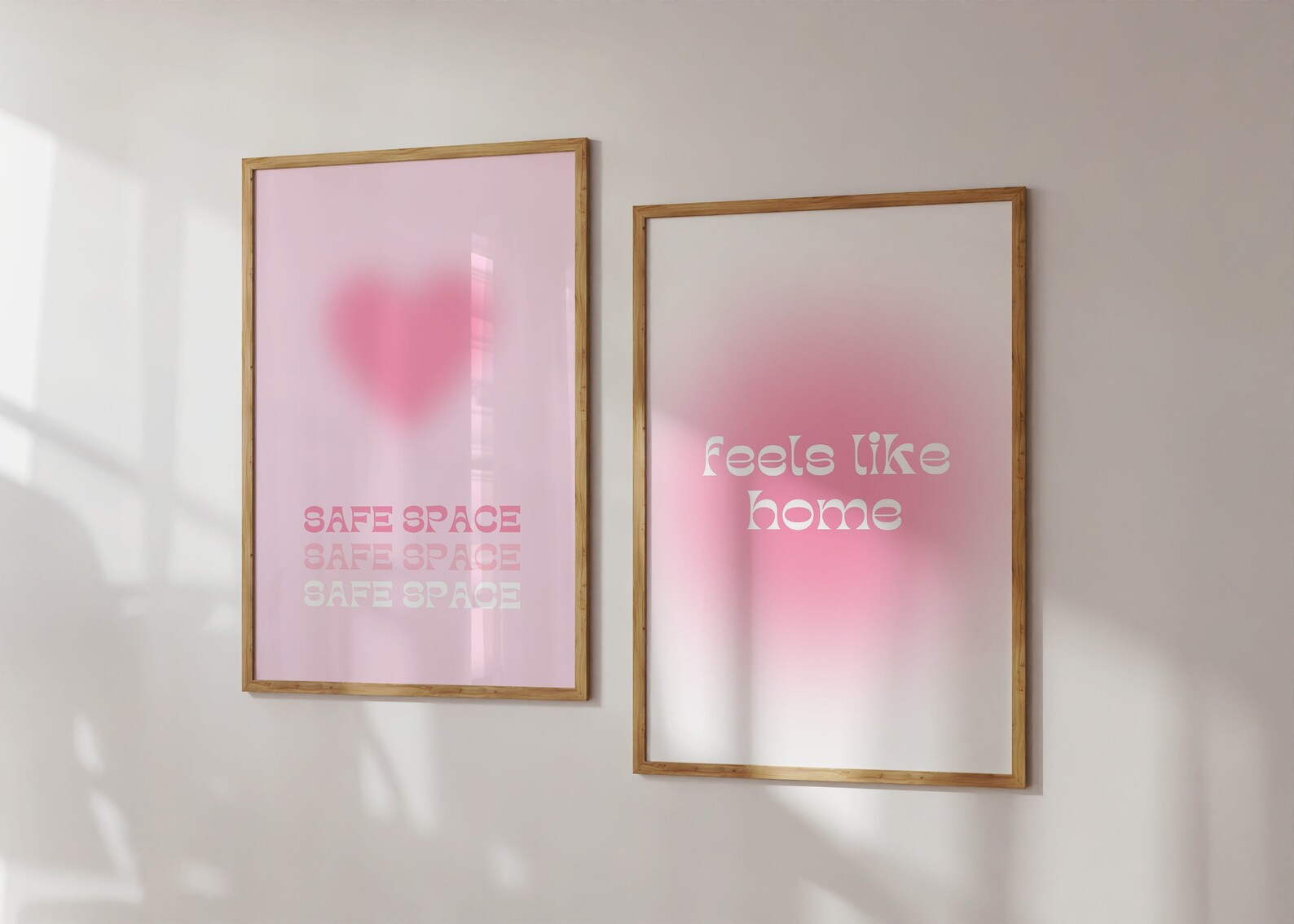Soft Pink Positive Poster Set of 2 Printable Wall Art Aura - Etsy