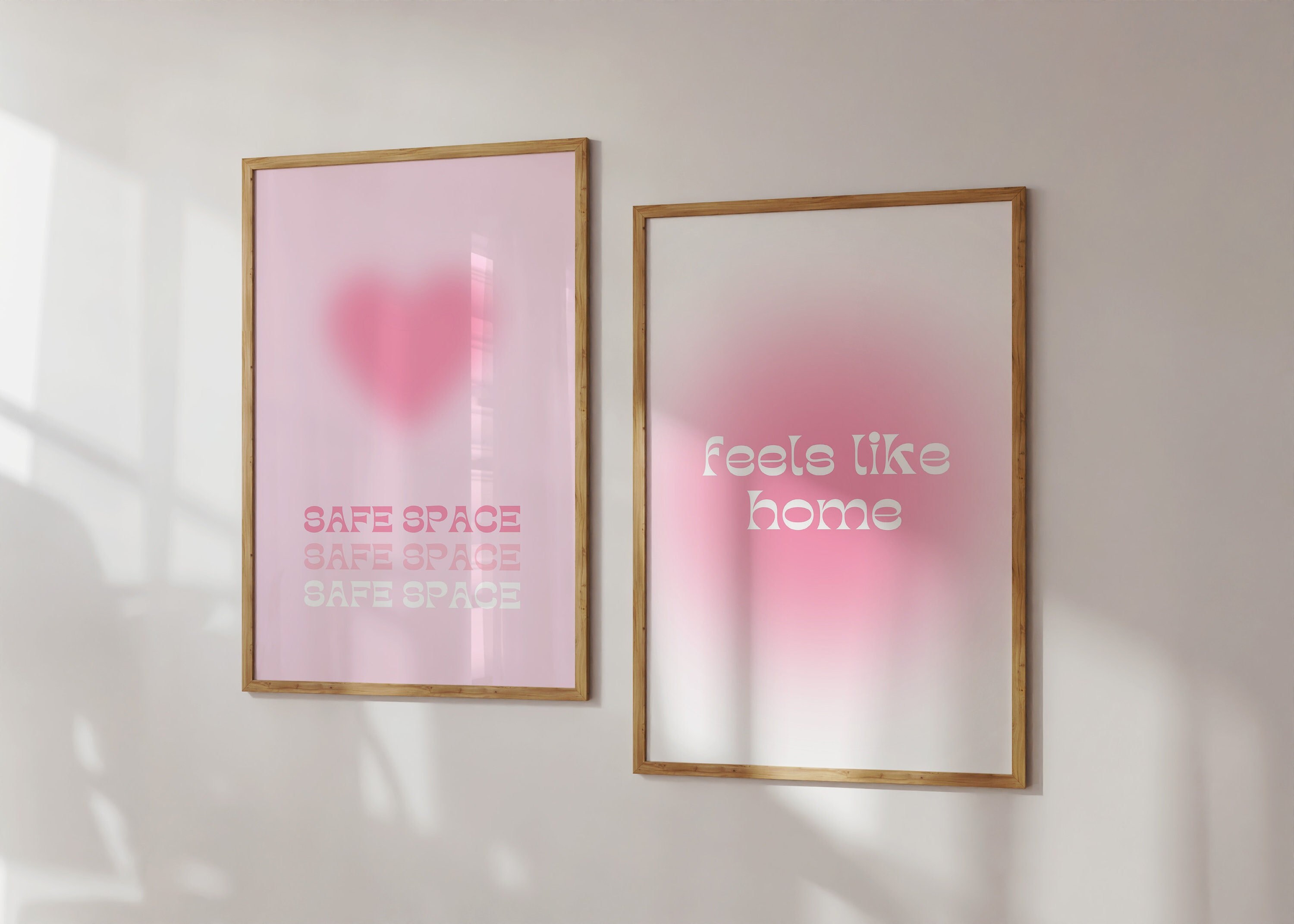 Soft Pink Positive Poster Set of 2 Printable Wall Art Aura - Etsy