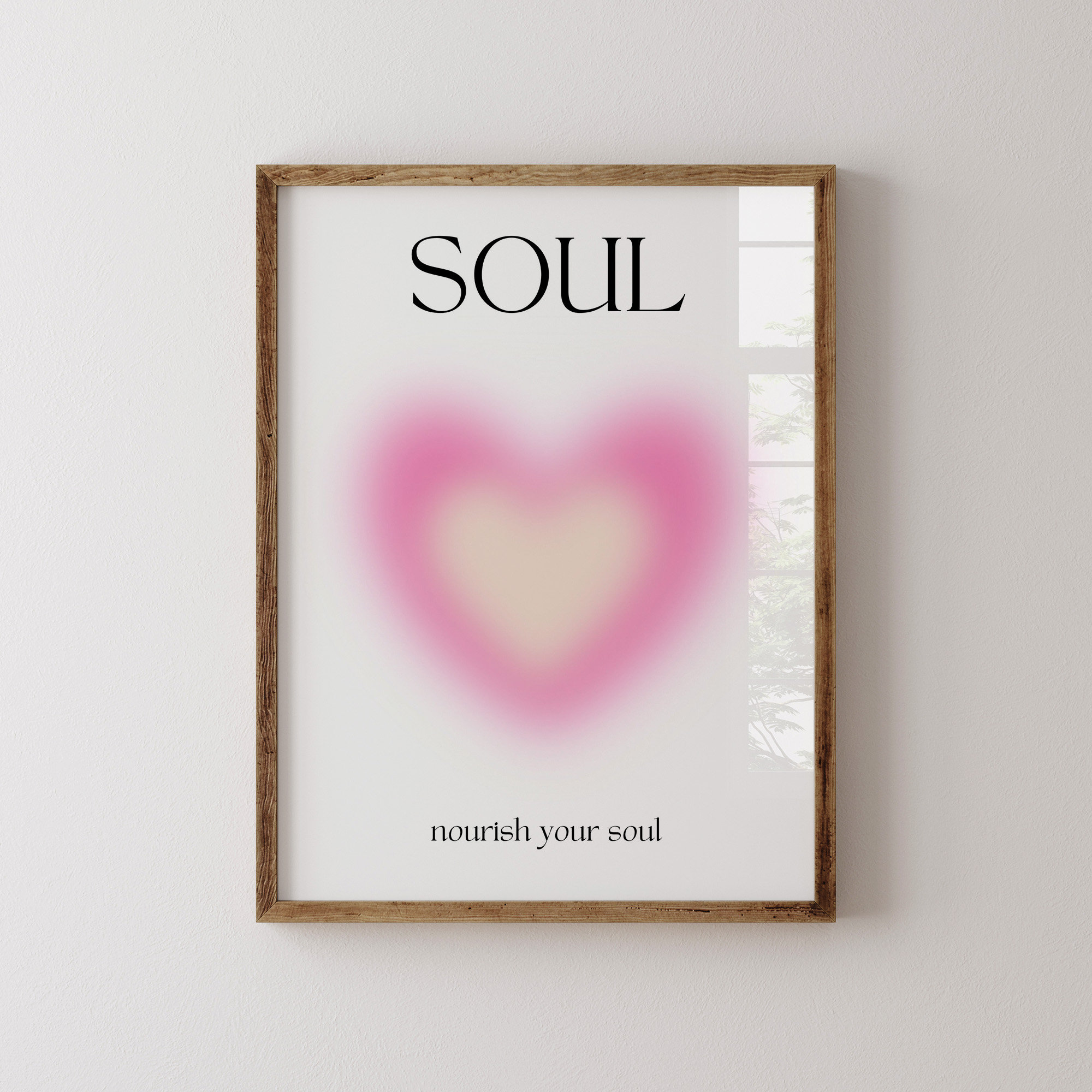 Mind Body Soul Print SET OF 3, Gradient Wall Art, Pink Poster Set, Aura ...