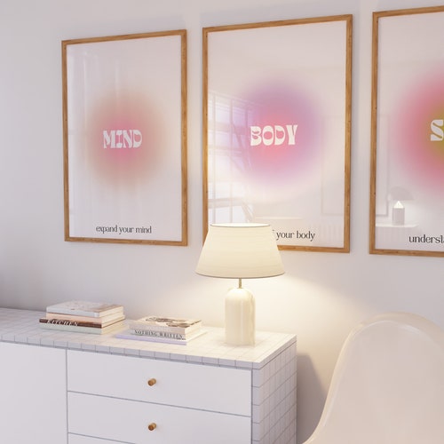 Soft Pink Positive Poster Set of 2 Printable Wall Art Aura - Etsy