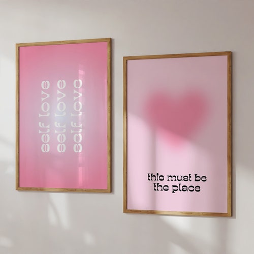 Soft Pink Positive Poster Set of 2 Printable Wall Art Aura - Etsy