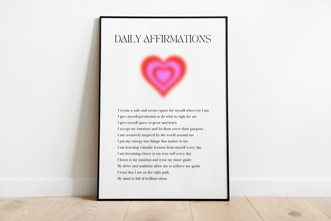 Daily Affirmations, Positive Art Print, Self Affirmations, Positive ...