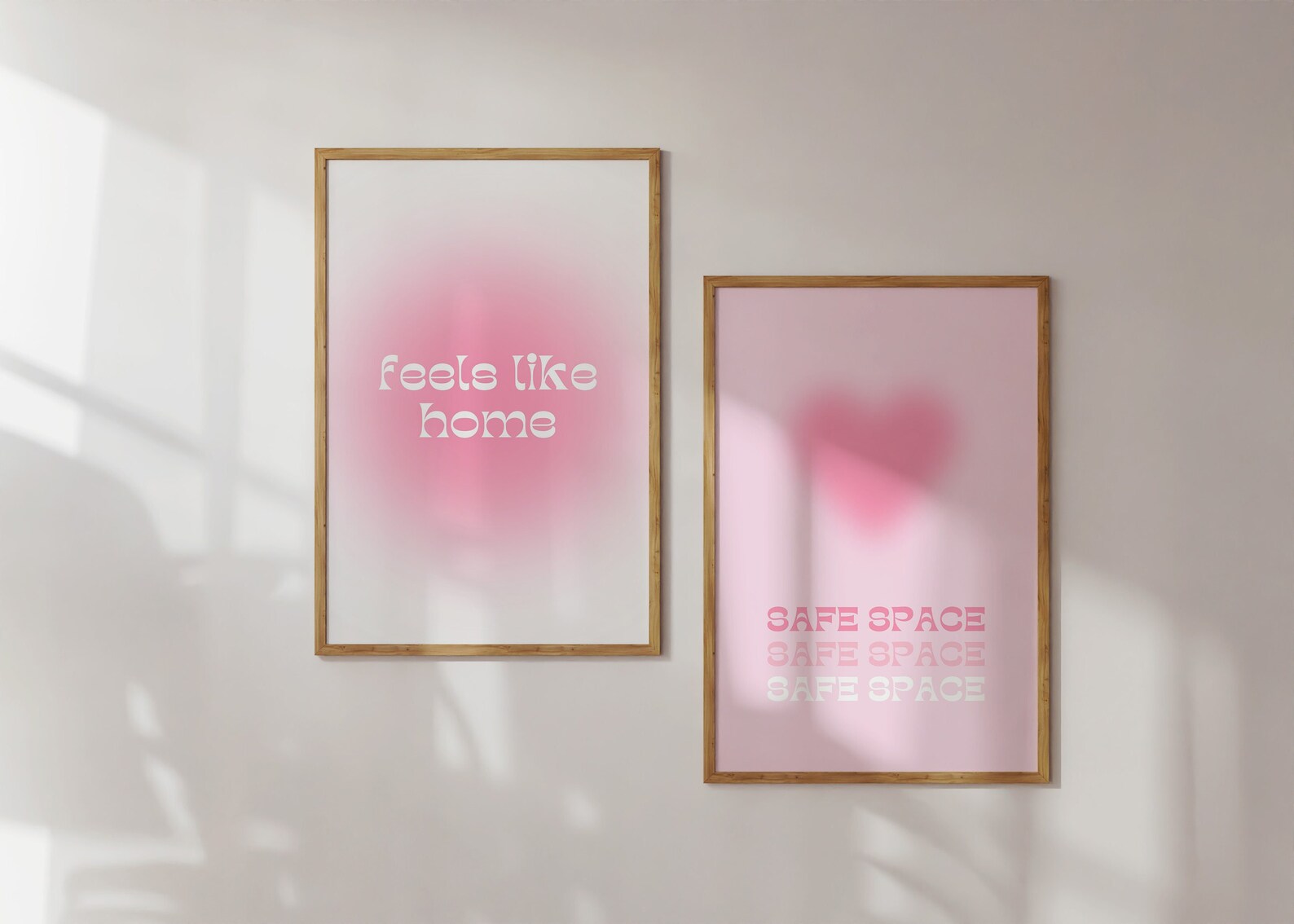 Soft Pink Positive Poster Set of 2 Printable Wall Art Aura - Etsy