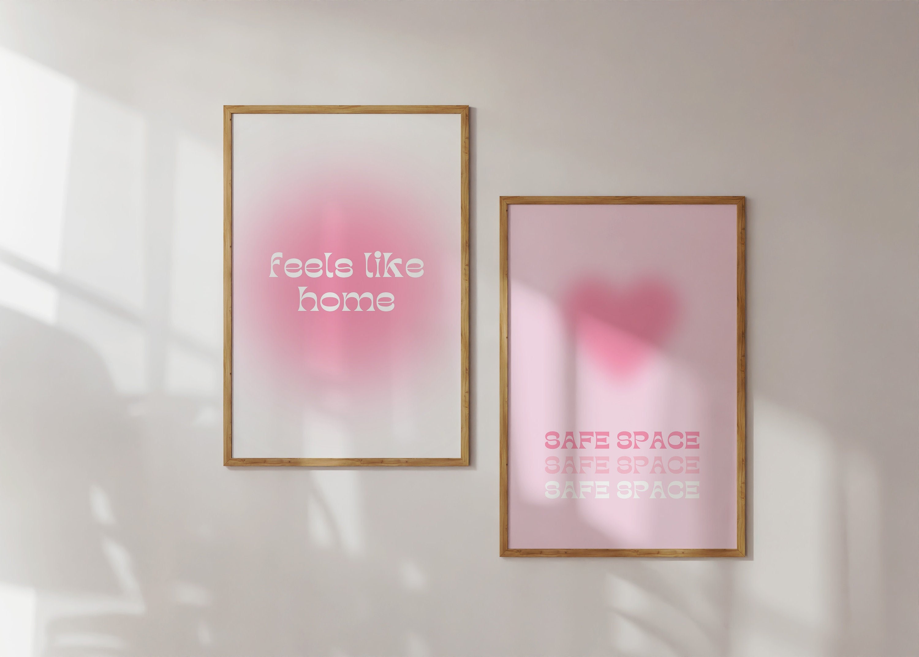 Soft Pink Positive Poster Set of 2 Printable Wall Art Aura - Etsy