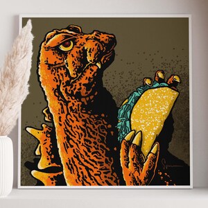 Taco Godzilla 10"x10" - Quirky Artwork - Creature Design - Monster ...