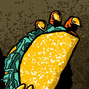 Taco Godzilla 10"x10" - Quirky Artwork - Creature Design - Monster ...