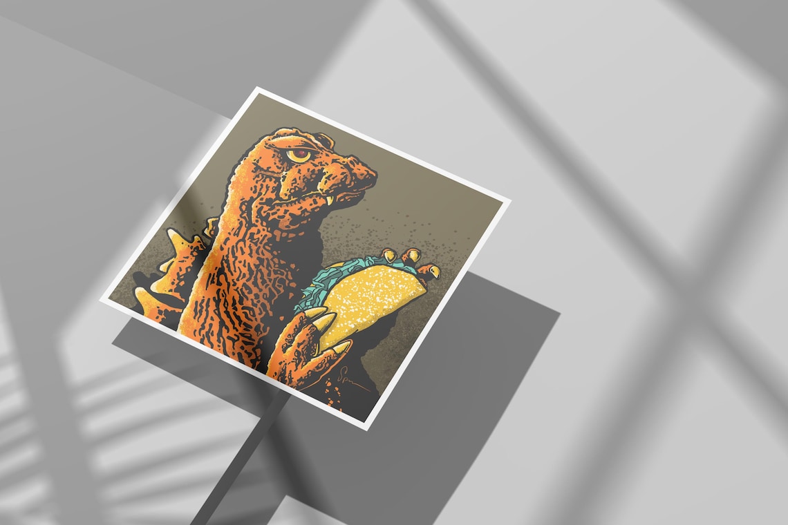 Taco Godzilla 10"x10" - Quirky Artwork - Creature Design - Monster ...