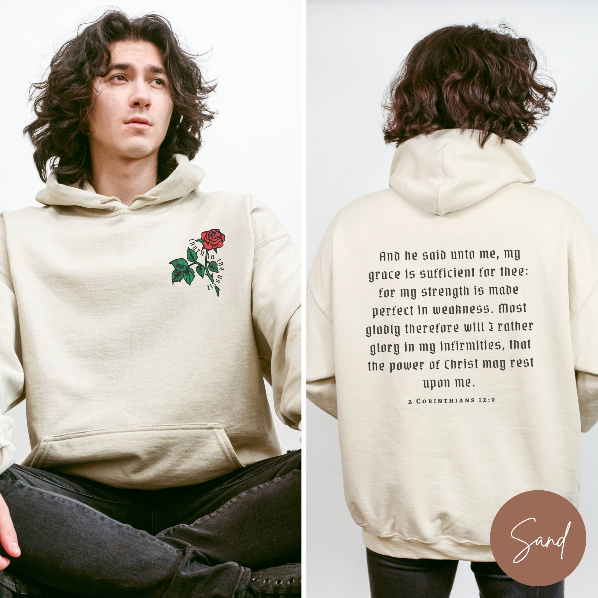 Men's Christian Hoodie, Bible Verse Hoodie, Christian Streetwear, Jesus ...