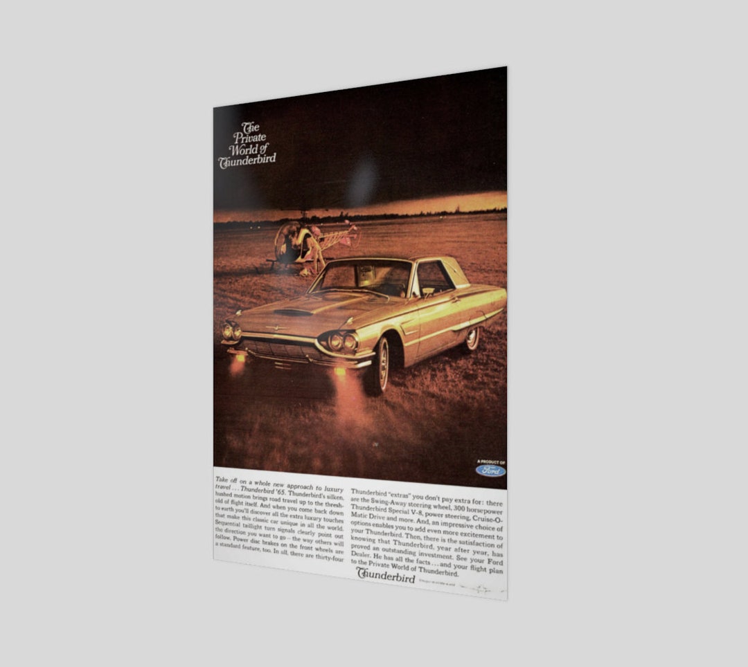 Vintage 1965 Ford Thunderbird Poster | Retro Magazine Ad Car Wall Art ...
