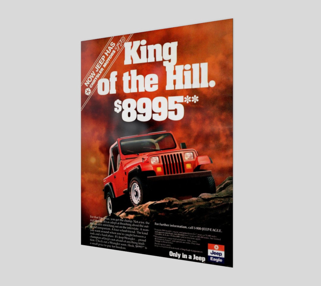 Vintage 1989 Jeep Wrangler Poster | Retro Wall Art Car Poster Decor ...