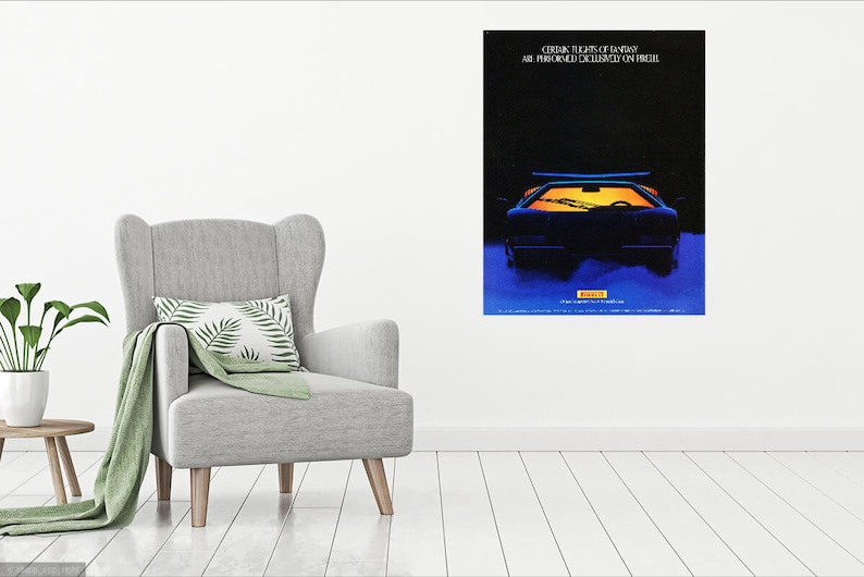 Vintage 1990 Lamborghini Countach Pirelli Poster | Retro Wall Art ...