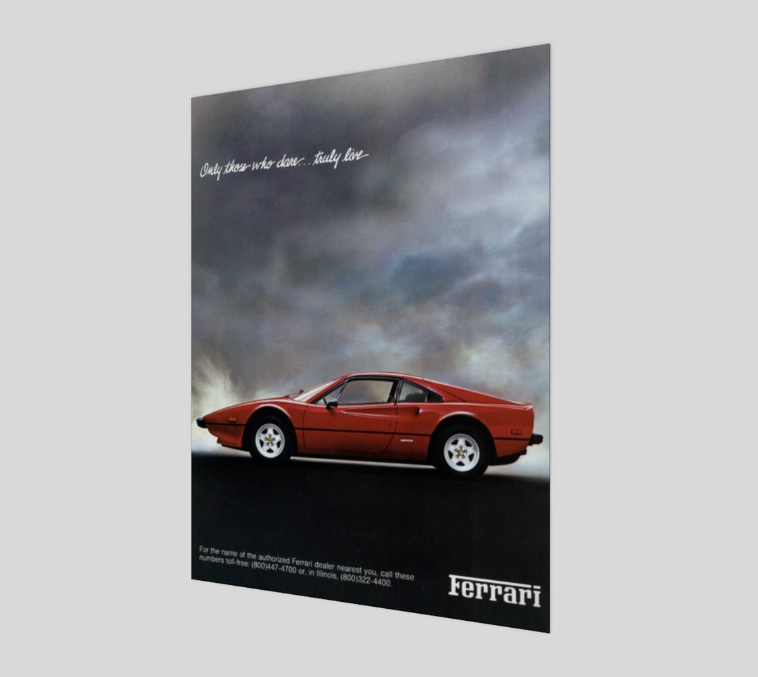 Vintage 1980 Ferrari 308 GTB Poster | Retro Wall Art Car Poster Decor ...