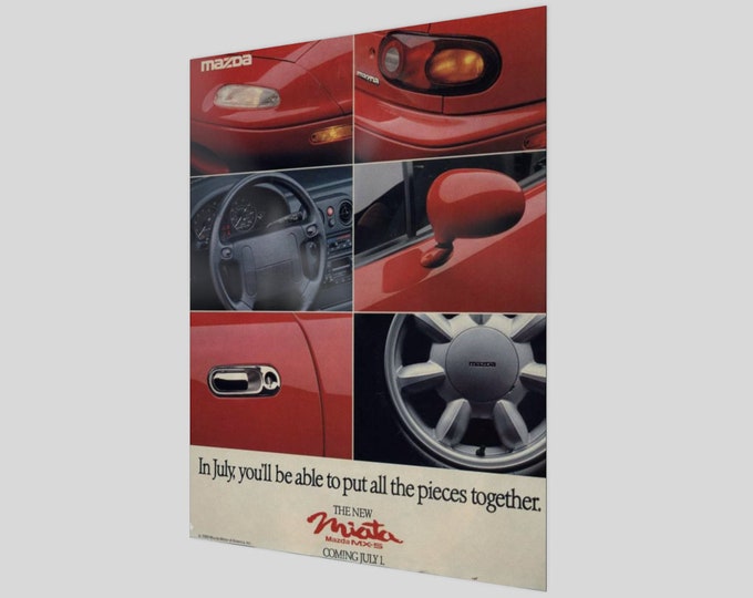 Vintage 1990 Mazda MX-5 Miata Poster Retro Magazine Ad Car Wall Art ...