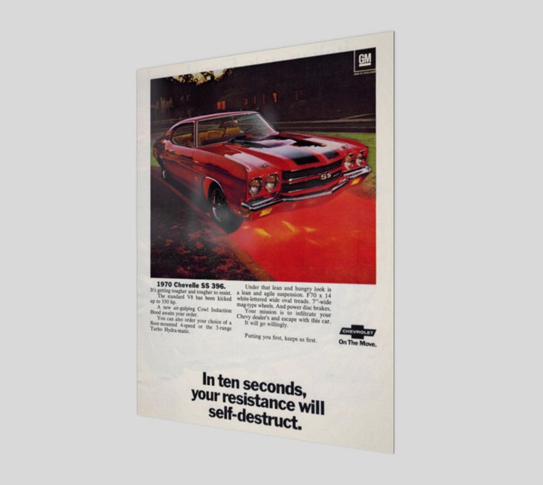 Vintage 1970 Chevy Chevelle Poster Retro Wall Art Car Poster - Etsy