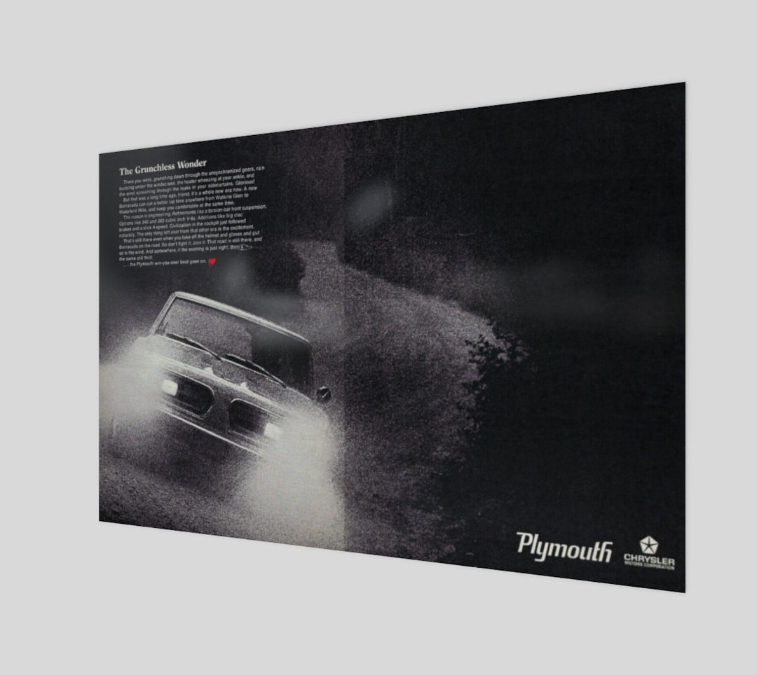 Vintage 1968 Plymouth Barracuda Poster Retro Magazine Ad - Etsy