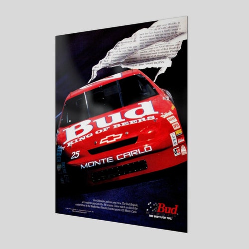 Vintage 1988 NASCAR Budweiser Poster Retro Wall Art Car - Etsy