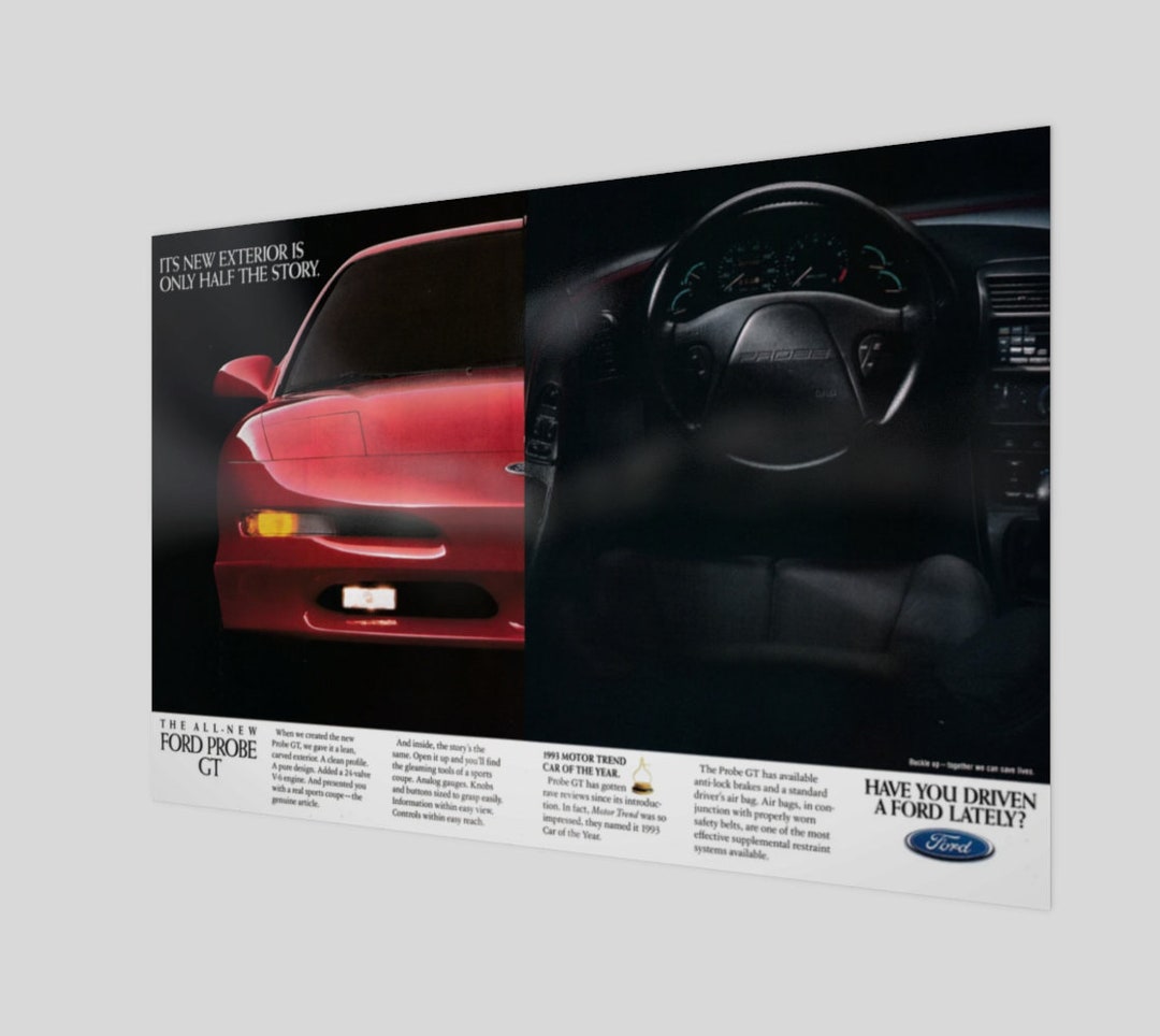 Retro 1993 Ford Probe Gt Poster | Retro Magazine Ad Car Poster Vintage ...