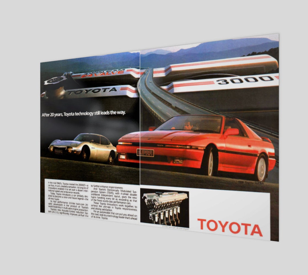 Vintage 1986 Toyota Supra Poster Retro Magazine Ad Car Wall Art Poster ...