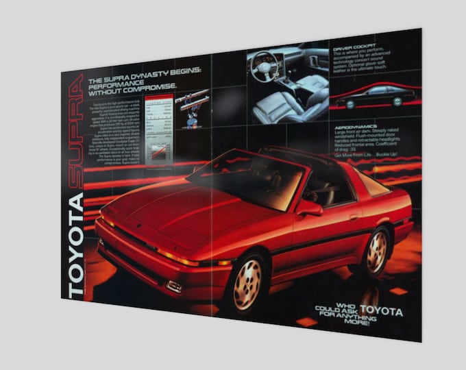 Vintage Toyota Supra Poster Retro Magazine Ad Car Wall Art Poster Decor ...