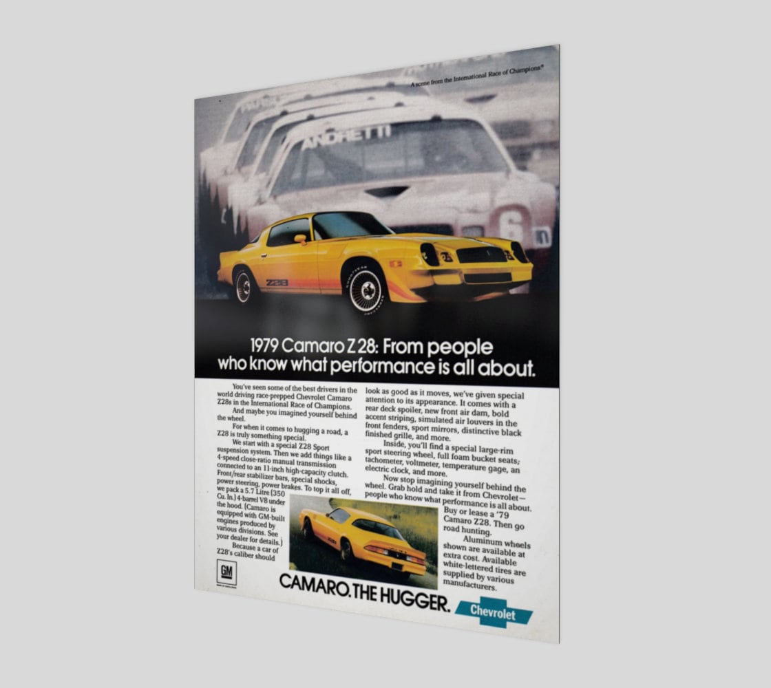 1979 Chevrolet Camaro Z28 Poster Retro Magazine Ad Car Poster Vintage ...