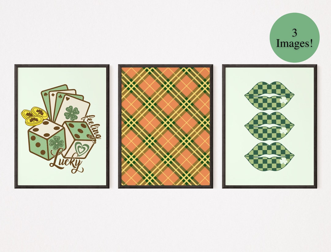 St Patricks Day Vintage Retro Printable Wall Decor 3 Image Set, St ...