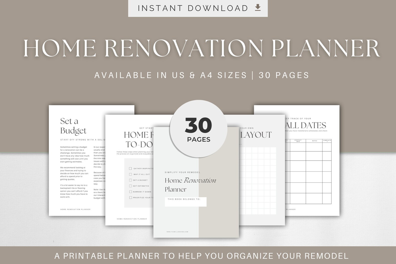 Home Renovation Printable Planner - Etsy
