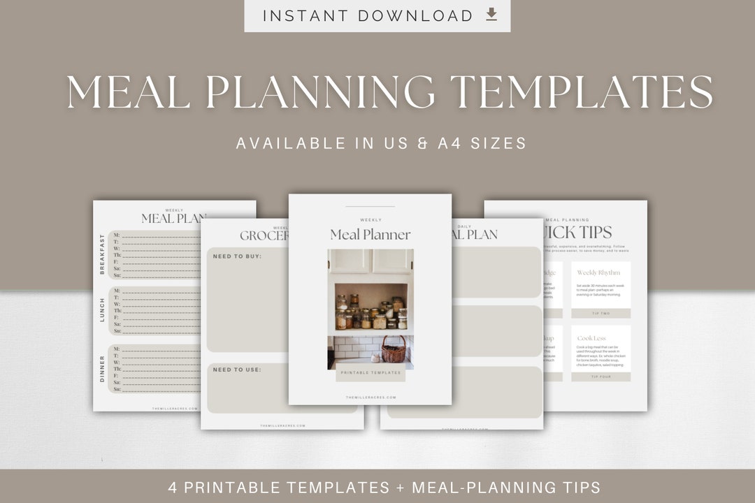Weekly Meal Planner Printable Bundle Etsy