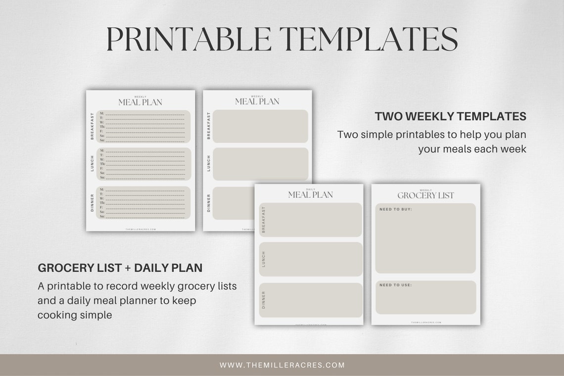 Weekly Meal Planner Printable Bundle Etsy