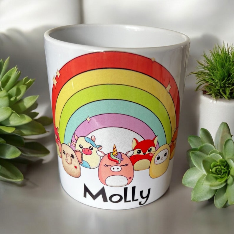 Custom Name Squishmallows Rainbow Mug - Etsy UK