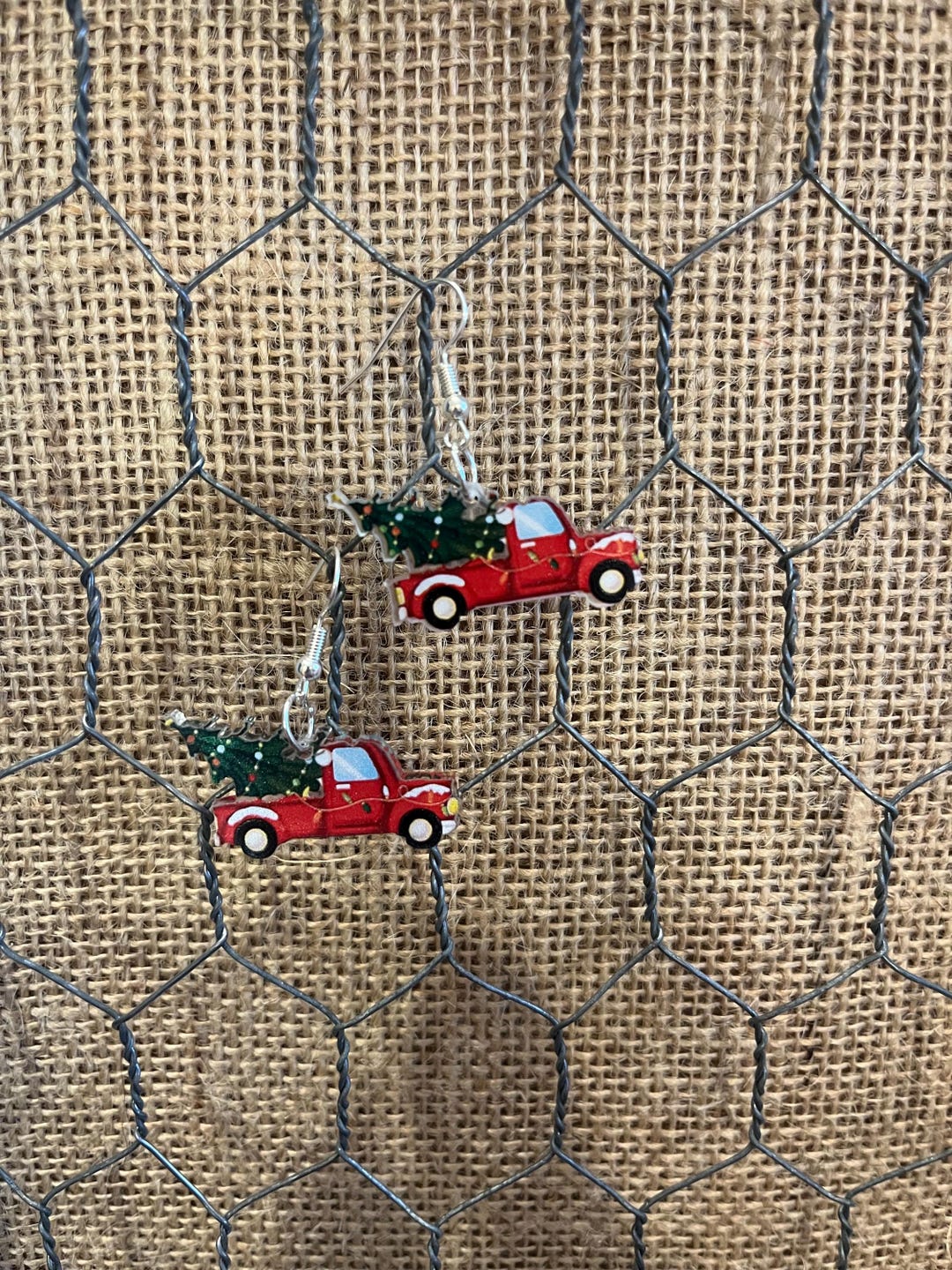 Little Red Truck Haulin a Christmas Tree - Etsy