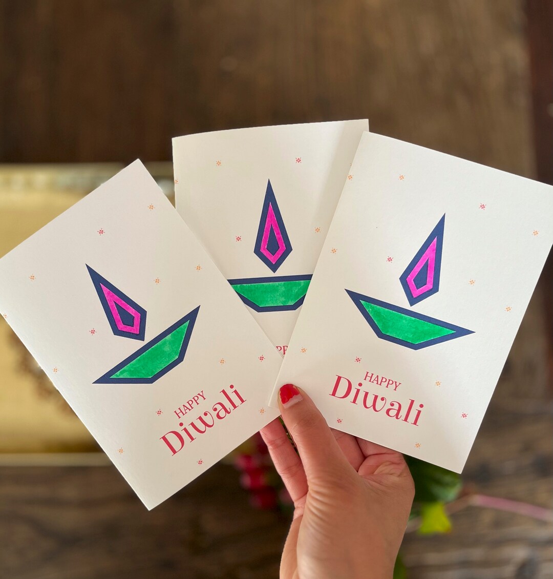 Diwali Greeting Card Happy Diwali Card Diwali Diya - Etsy