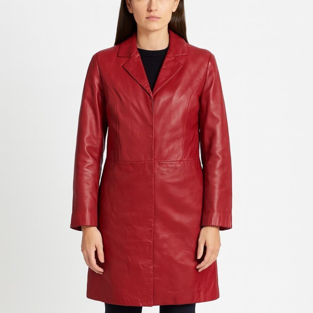 Vintage 90s Stefano Peruzzi Minimalist Leather Trench Women 4 Red Made ...