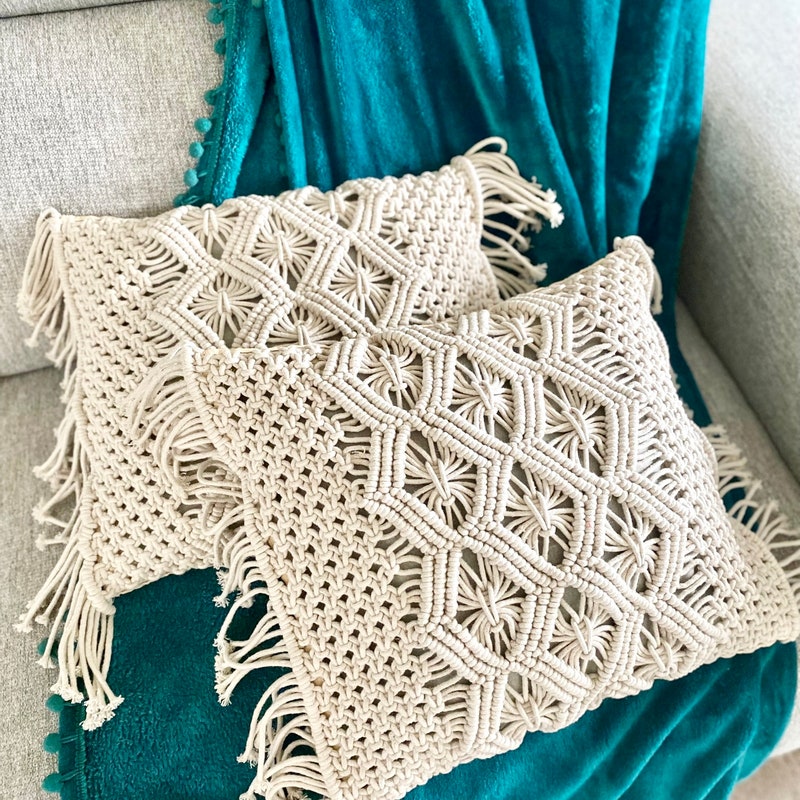 Boho Macrame Pillow - Etsy