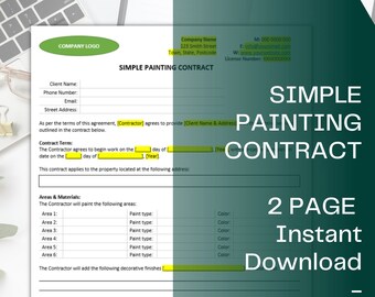 Simple Painting Contract Template - Etsy