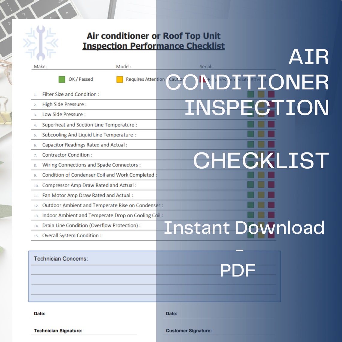 Air HVAC Inspection Checklist, Hvac Checklist, Air Conditioning ...