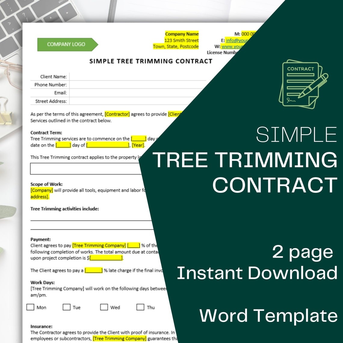 Tree Removal Contract Service Handyman Residential Contract, Tree ...