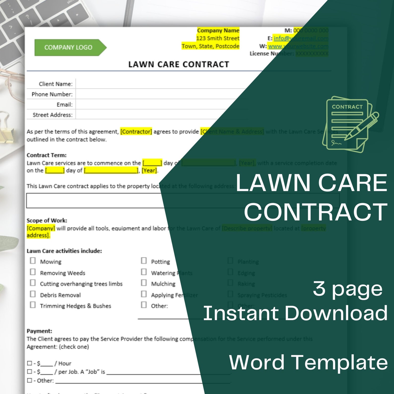Lawn Care Contract, Lawn Care, Lawncare Maintenance, Landscaping ...