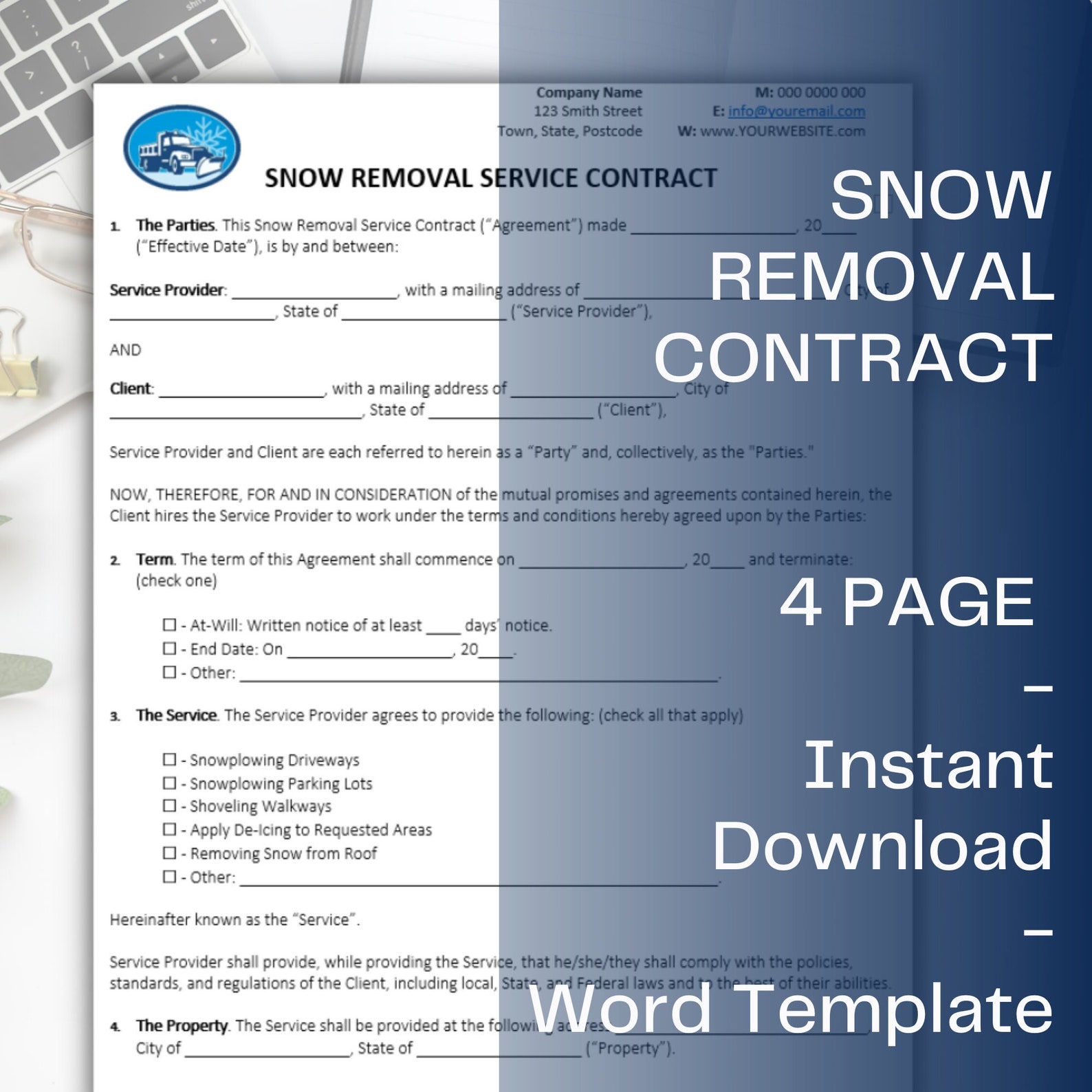 Snow Removal, Snow Removal Estimate, Snow, Snow Removal Template, Snow ...