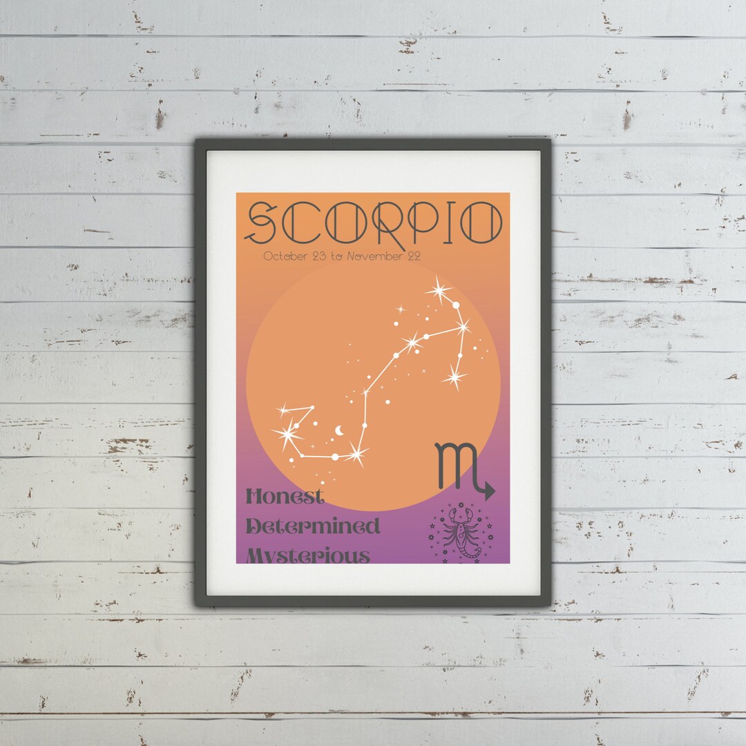 Zodiac Poster Scorpio Star Sign Horoscope Poster Zodiac Art Printable ...