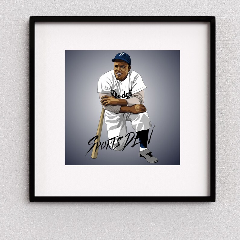 Jackie Robinson Digital Art LA Dodgers Jackie Robinson Poster Brooklyn ...