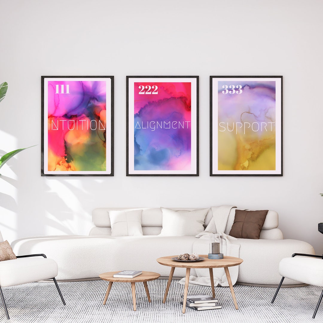 Angel Number Poster Set Numerology Print 111-999 Poster Wall Art Print ...