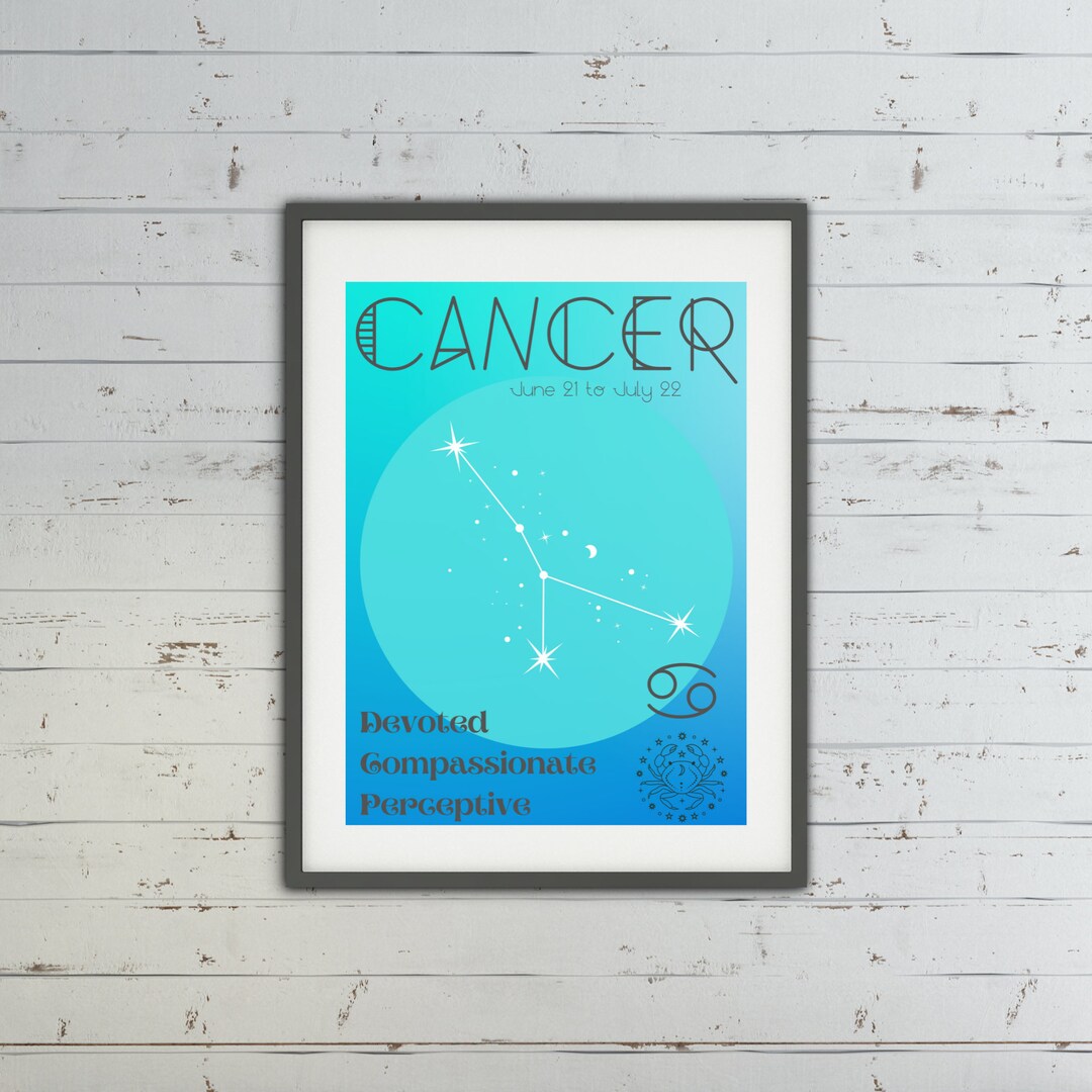 Zodiac Poster | Cancer Star Sign | Horoscope Poster | Zodiac Art ...