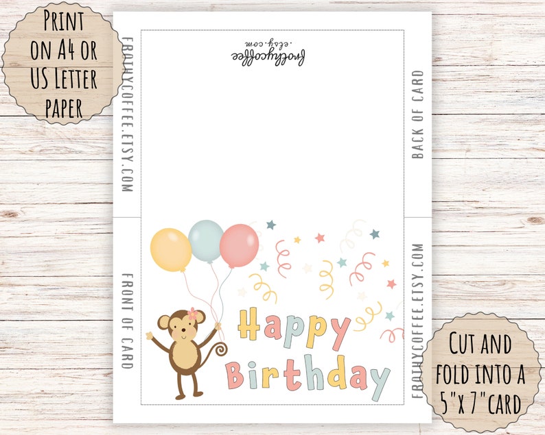 Printable Birthday Card 5x7 Greeting Card FREE A7 Envelope - Etsy