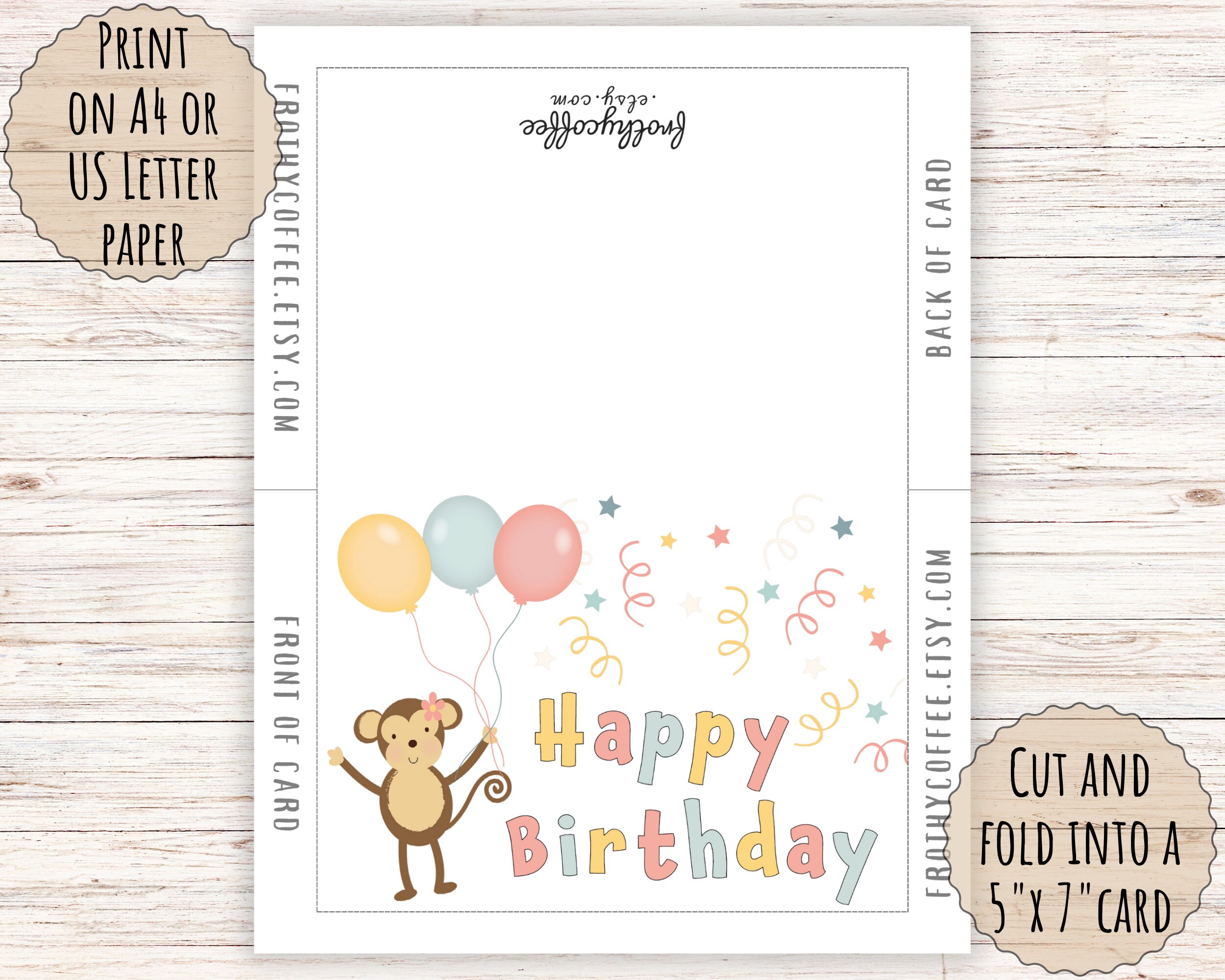 Printable Birthday Card 5x7 Greeting Card FREE A7 Envelope - Etsy